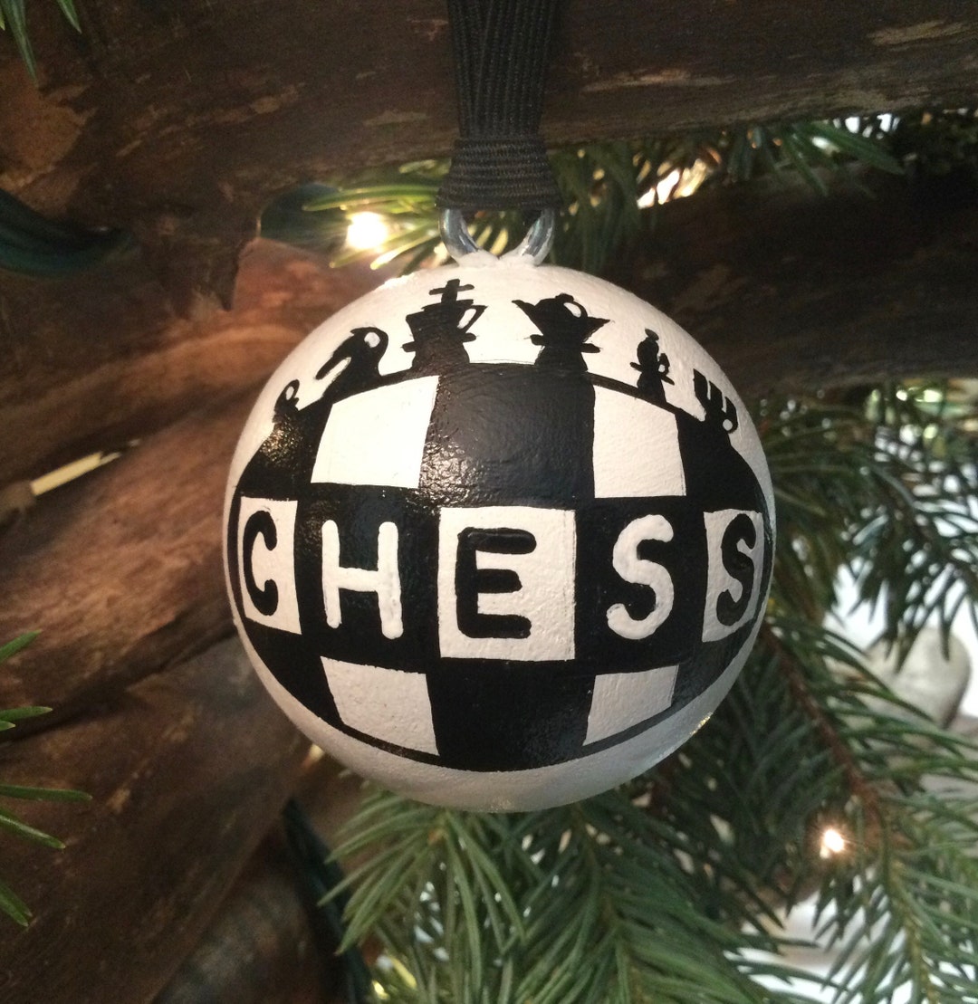 Chess - Checkmate- Wood Ball (2" Round) Ornament - Hand Painted ...