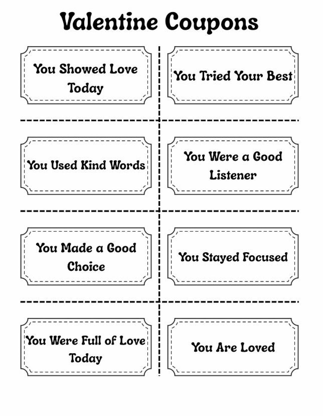 Valentine Coupon Printable for Kids | Classroom Coupons | No Candy ...