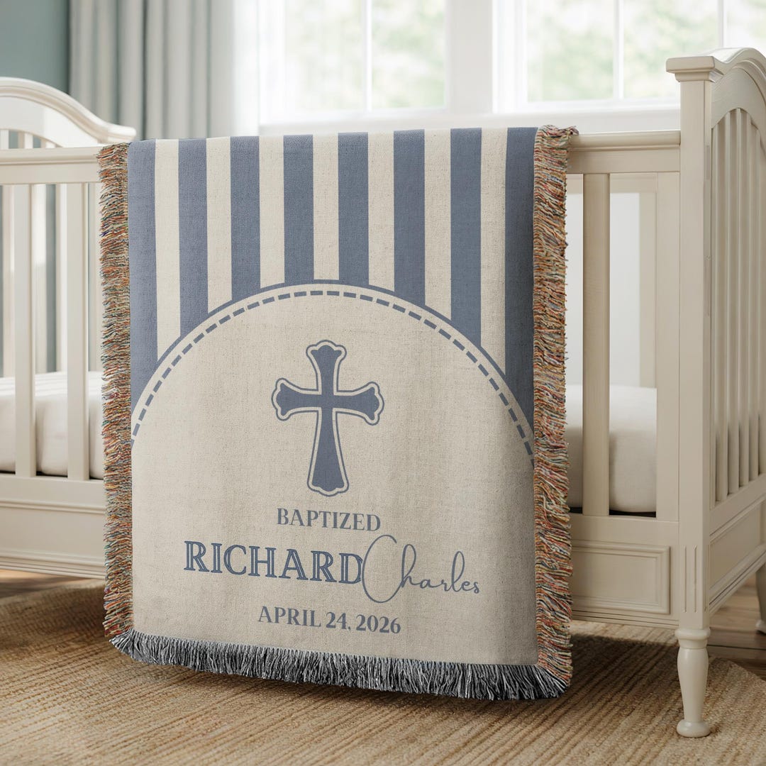 Personalized Baptism Blanket: Custom Woven Cotton Christening Gift - Etsy