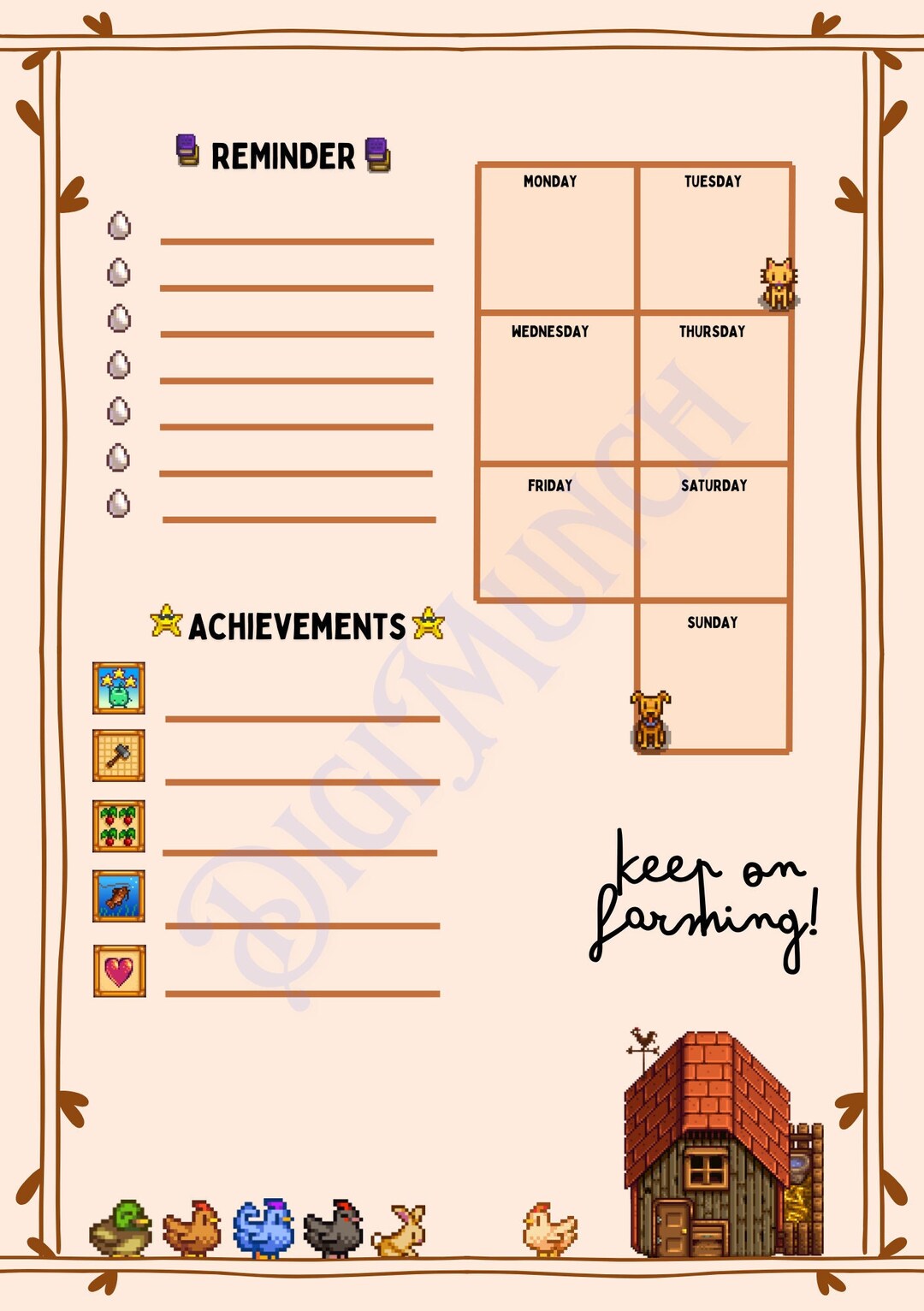 Stardew Valley - Weekly and Monthly Planner Set (coop Edition A5) - Etsy
