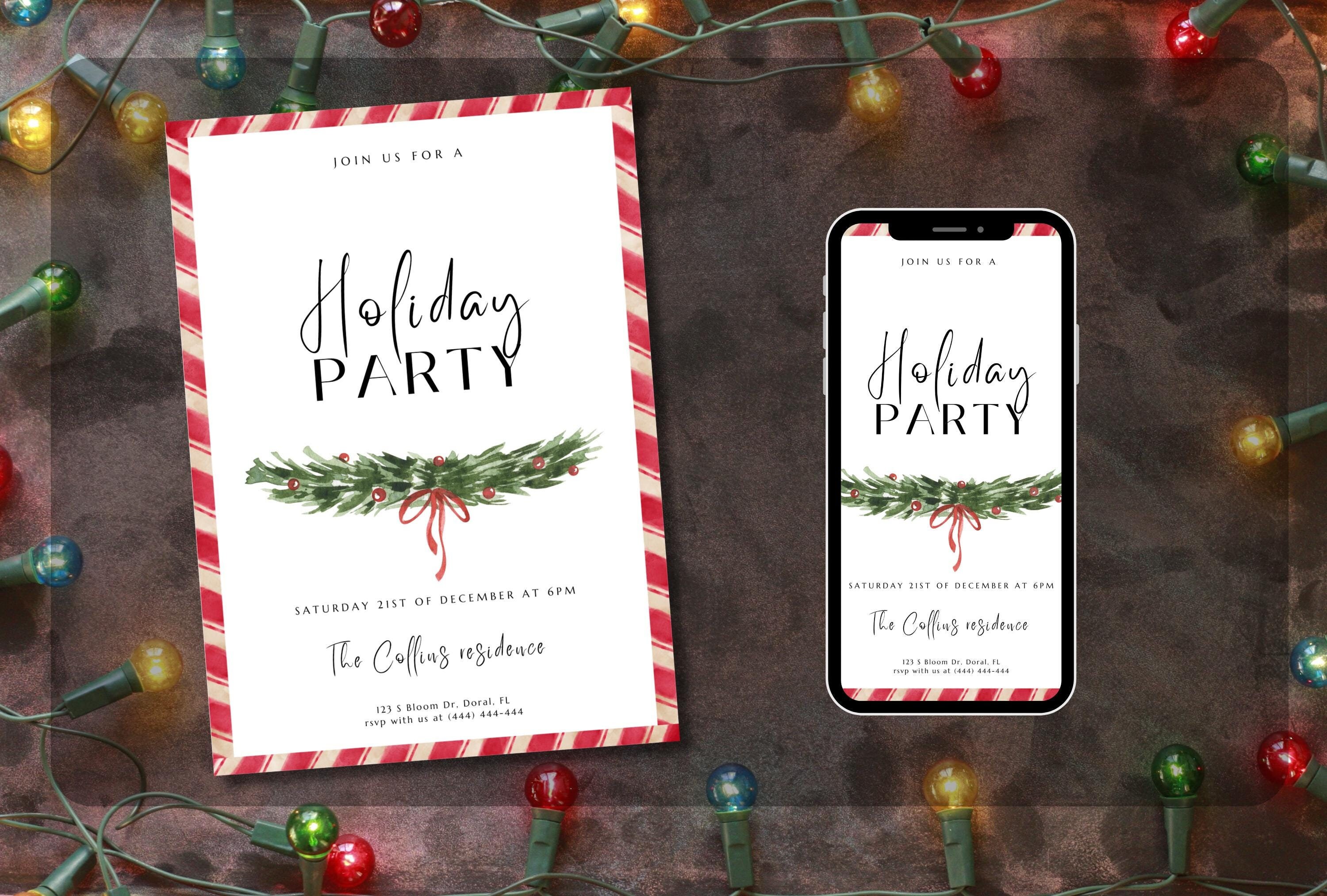 Editable Holiday Party Invitation, Christmas Invitation Template ...