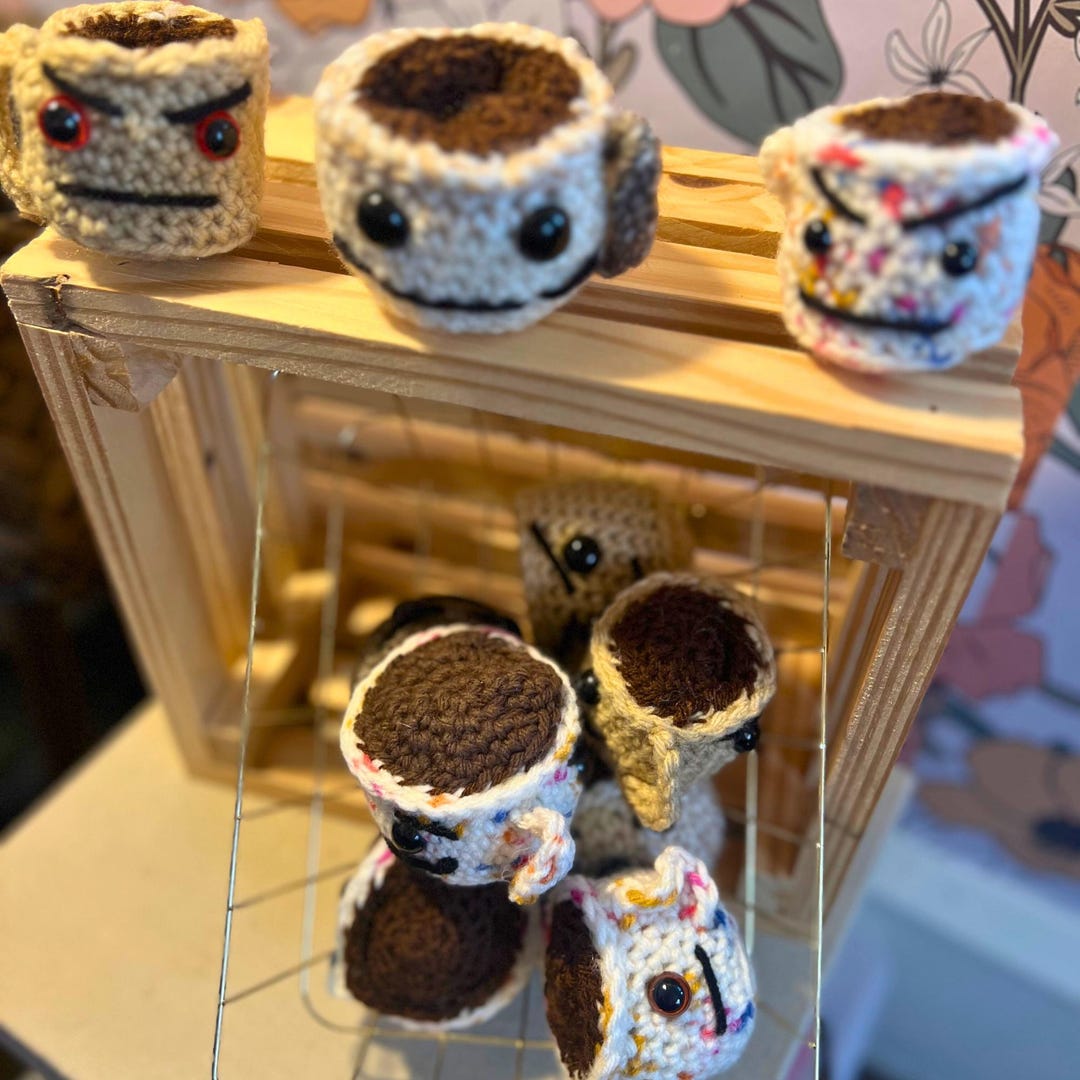 Angry Happy Coffee Mug Buddy, Quirky Handmade Plushie, Coffee Mug ...