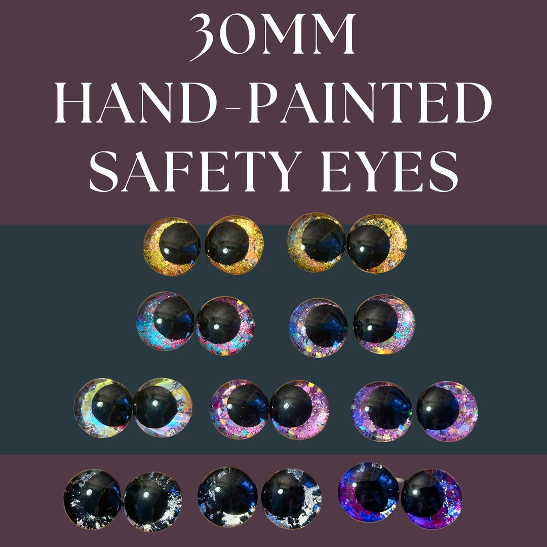 Hand Painted 30mm Safety Eyes, Glitter Safety Eyes, Amigurumi Eyes ...