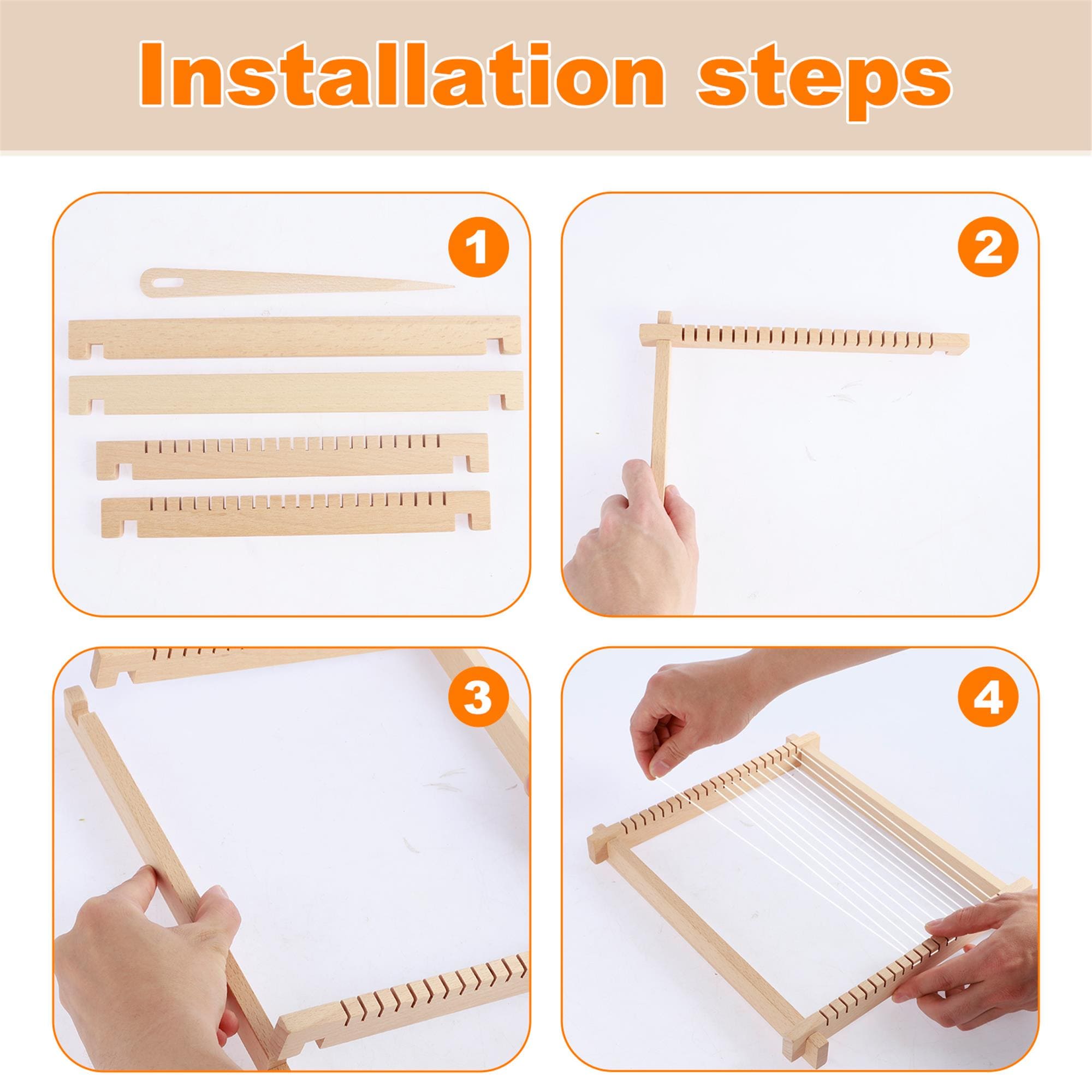 Weaving Loom Kit Wooden Weaving Frame With Big Eye Needle Hand Knitting ...