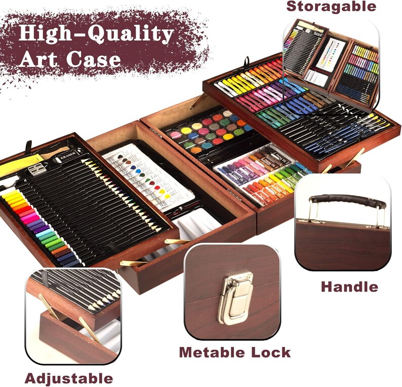 168-pack Art Supplies, Deluxe Wooden Art Set Crafts Drawing Painting ...