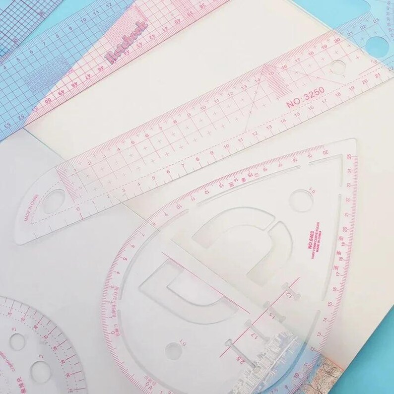 Multifunctional French Curve Ruler Soft Plastic Patchwork Ruler Measure ...