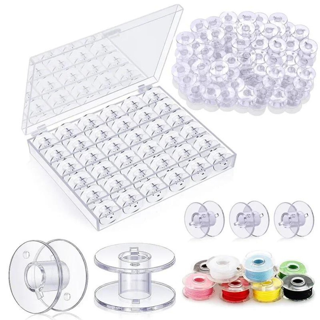 25pcs Clear Sewing Machine Bobbins Spools Empty Bobbins Spools Plastic ...