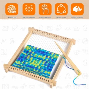 Weaving Loom Kit Wooden Weaving Frame With Big Eye Needle Hand Knitting ...