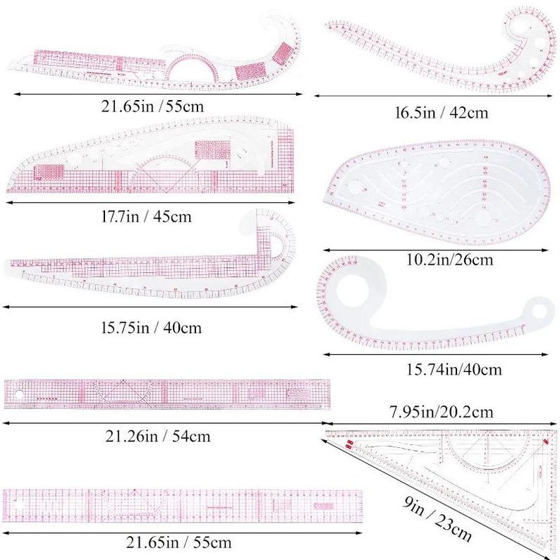 Multifunctional French Curve Ruler Soft Plastic Patchwork Ruler Measure ...
