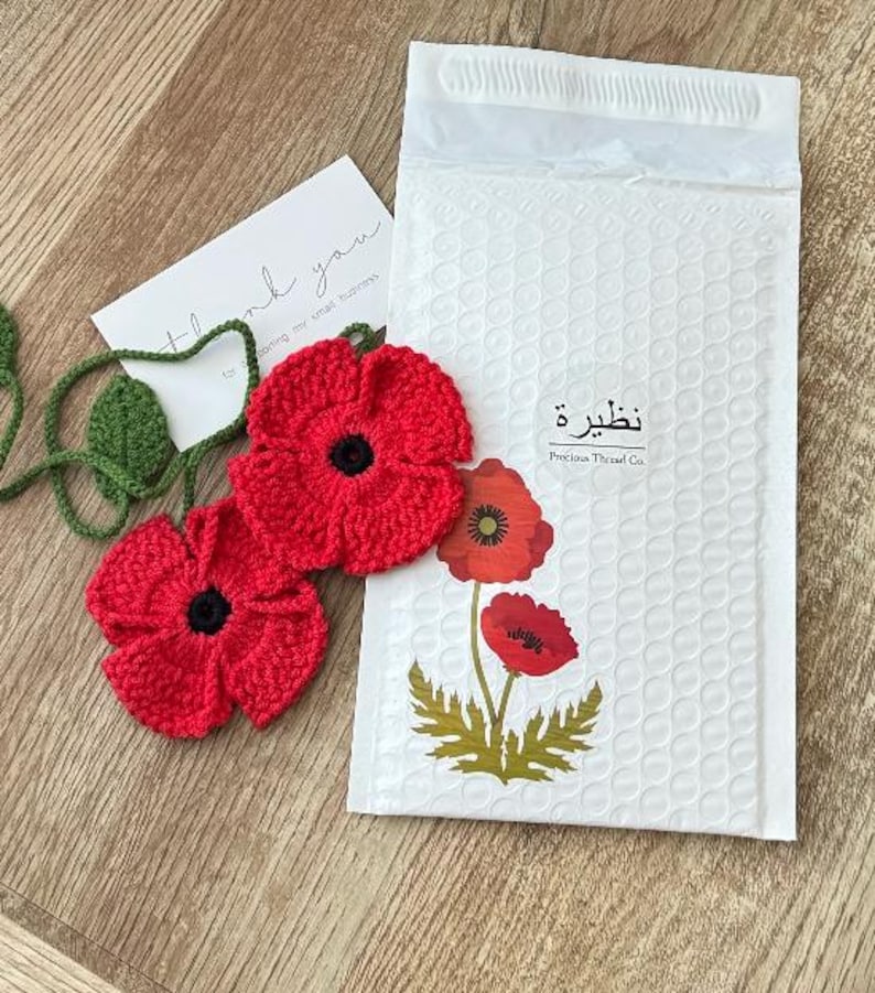 Palestine Poppy Flower Crochet Bookmark - Etsy