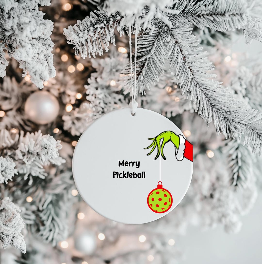 Grinch Themed Pickleball Ornament Merry Pickleball Ornament for ...