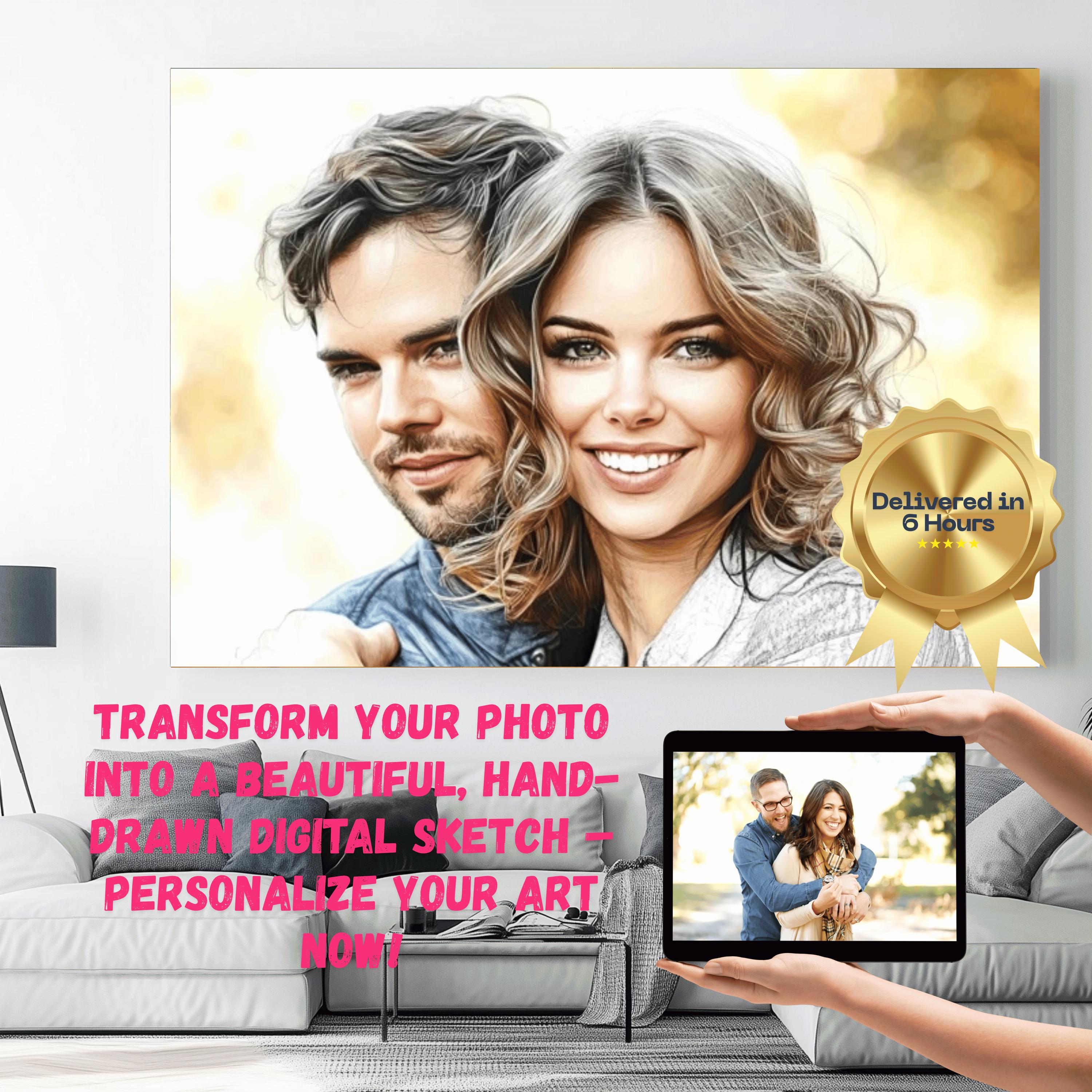 Custom Digital Sketch From Photo Personalized Hand-drawn Portrait for ...