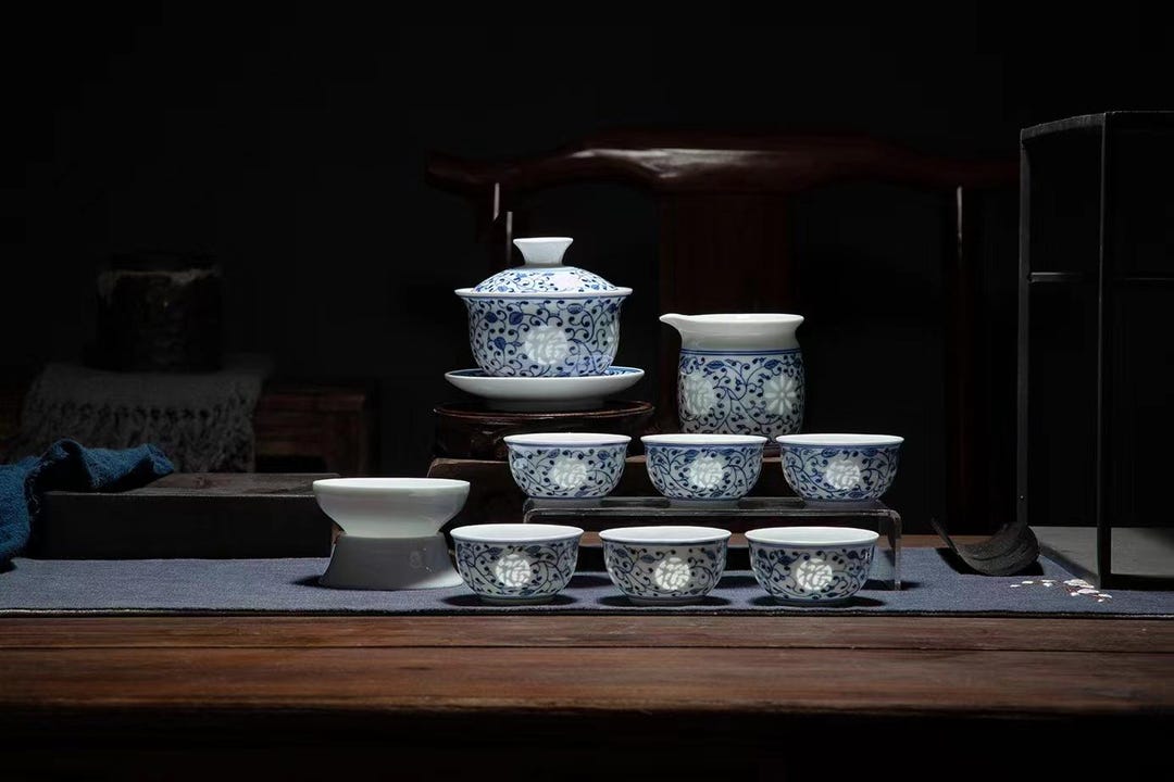9-piece Premium Tea Set Made in Jingdezhen Elegant Handcrafted ...