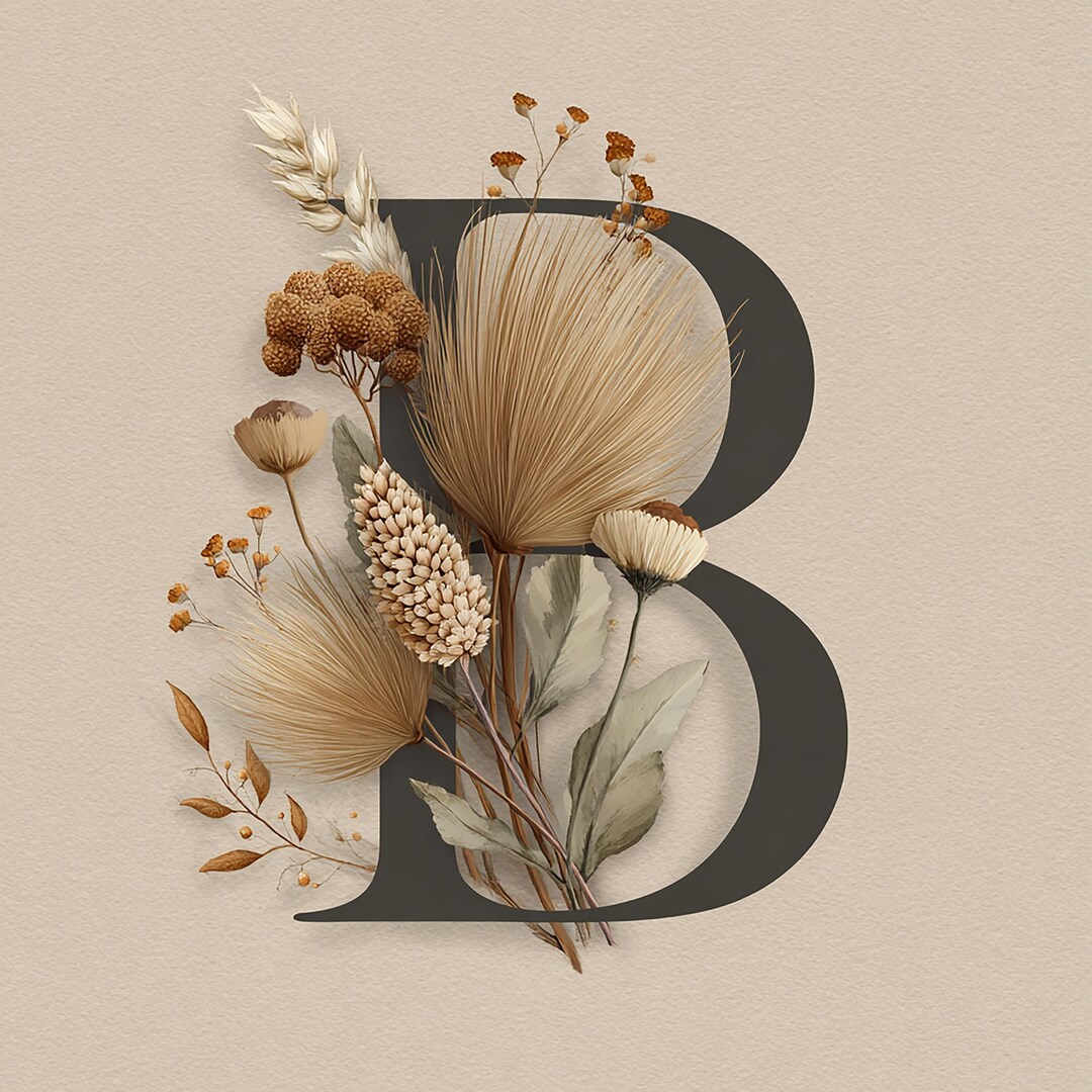 Boho Alphabet Letter B Wall Art Set of 4 Digital Download 300 DPI ...