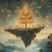 Magical Floating Island With Glowing Christmas Tree – Fantasy Holiday ...