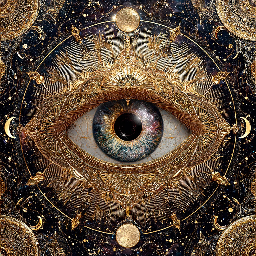All-seeing Eye of the Universe – Mystical Gold Eye Wall Art, Third Eye ...