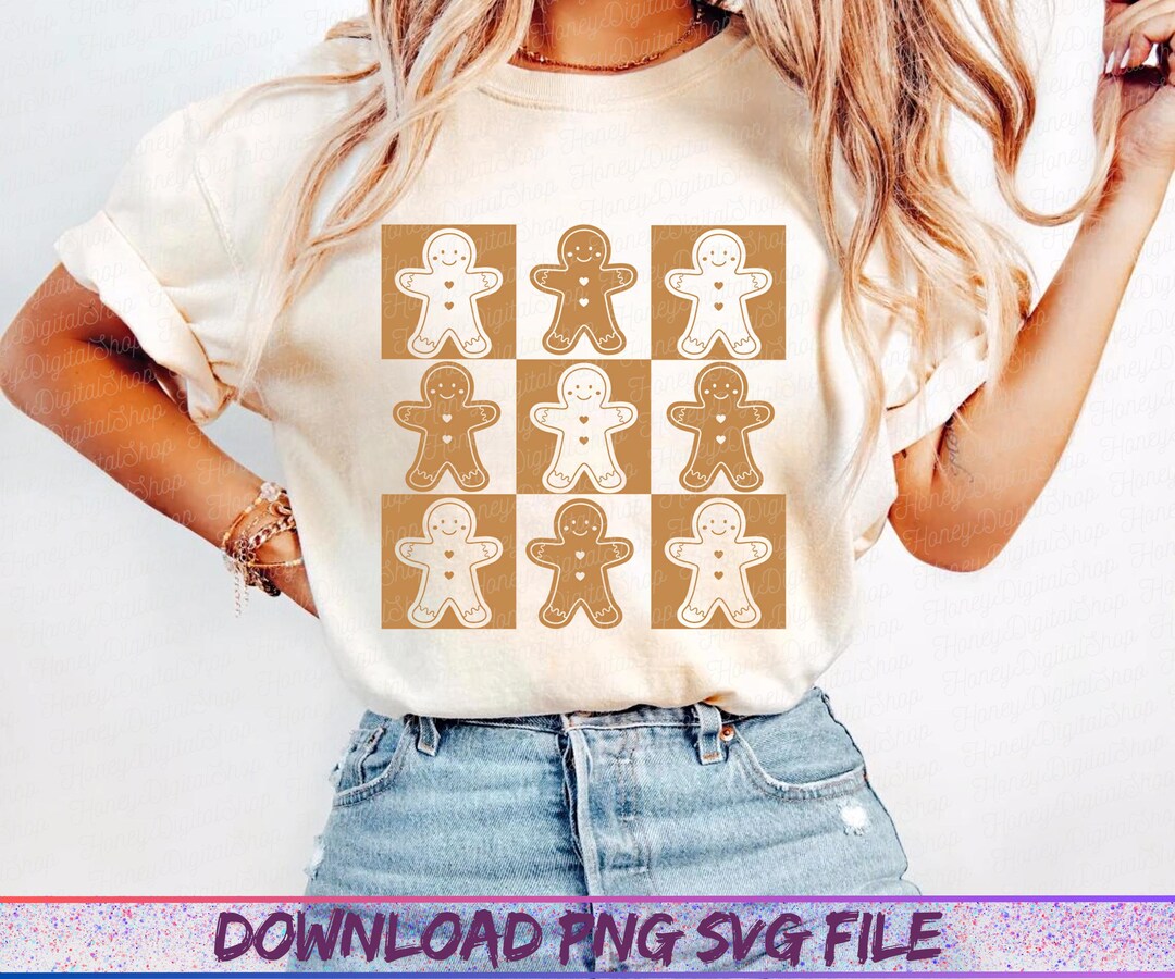 Checkered Gingerbread Man PNG, Trendy Distressed Christmas PNG ...