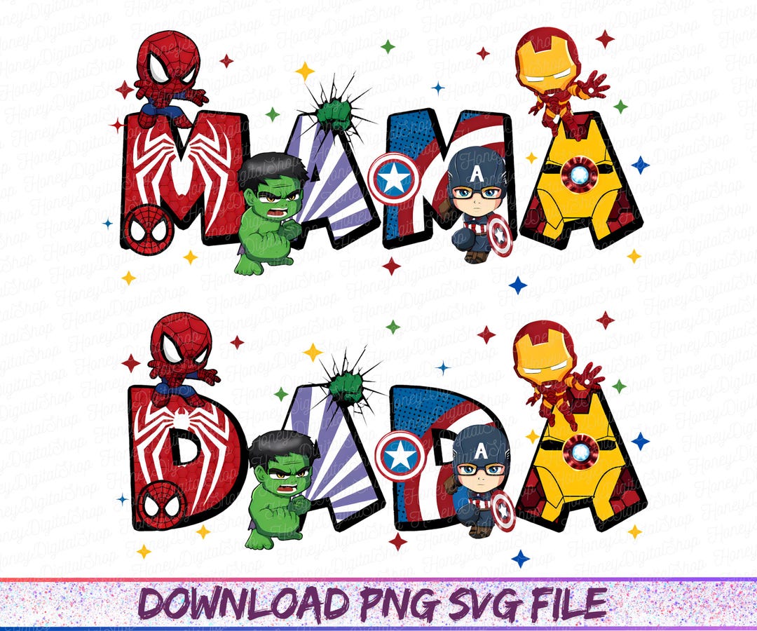 Avengers Mama Dada Png, Captain America Dad Png, Spider Mom Png, Marvel ...