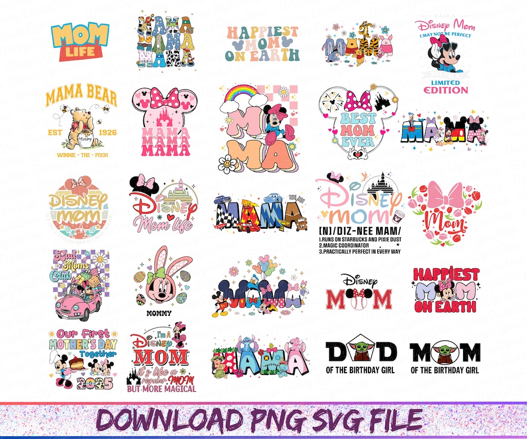 Disney Mama Png Bundle, Mama Mouse Png, Mouse and Friend Svg, Funny Mom ...