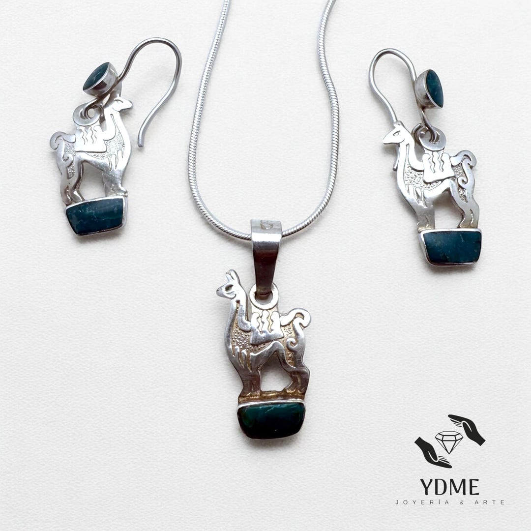 950 Silver Jewelry Set – Andean Llama With Natural Turquoise - Etsy