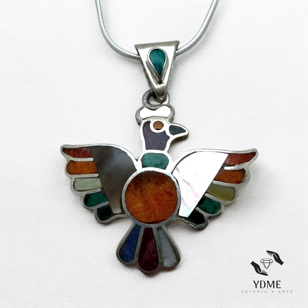 Andean Condor Pendant in 950 Silver With Natural Stones – Handcrafted ...