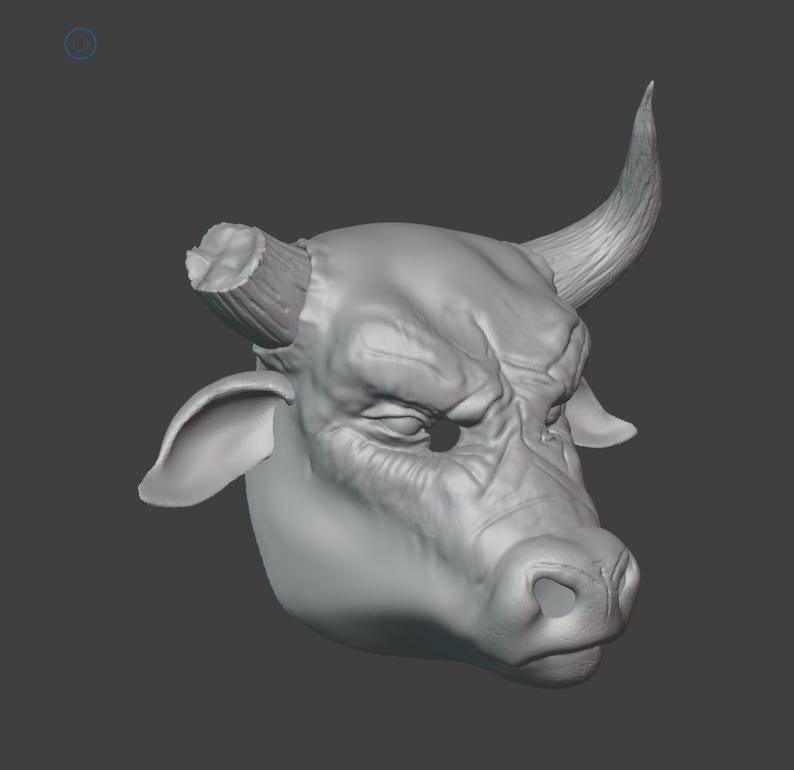 3D Printable Minotaur Mask STL File Broken Horn Bull Mask for Cosplay ...