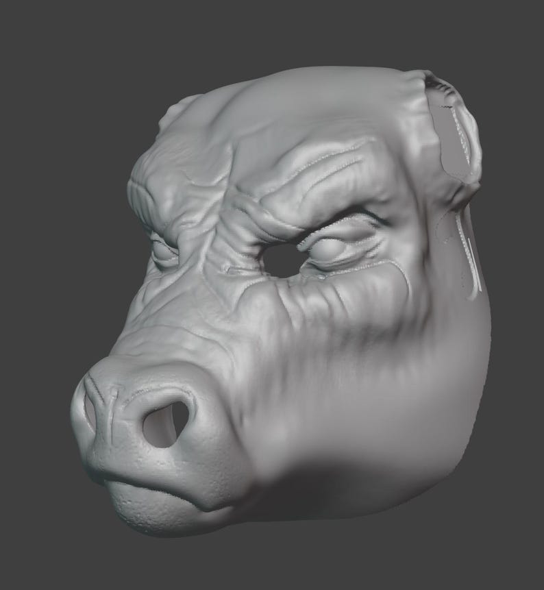 3D Printable Minotaur Mask STL File Broken Horn Bull Mask for Cosplay ...