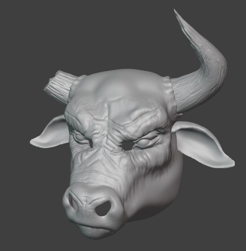 3D Printable Minotaur Mask STL File Broken Horn Bull Mask for Cosplay ...