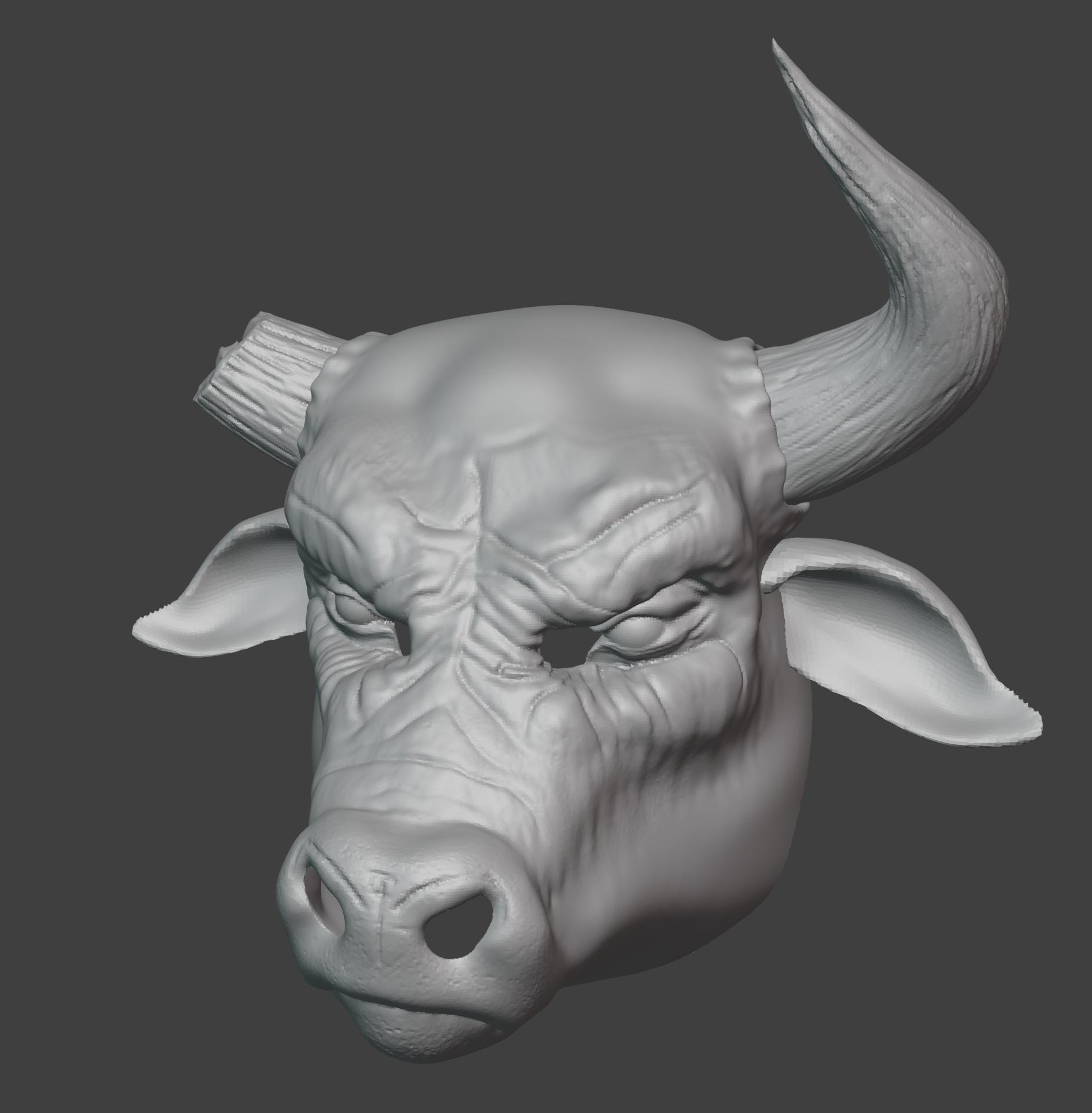 3D Printable Minotaur Mask STL File Broken Horn Bull Mask for Cosplay ...
