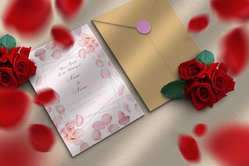 Elegant Floral Wedding Invitation Downloadable Template - Etsy