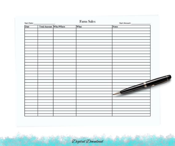 Farm Sales Tracker Farming Purchases Chart | Etsy
