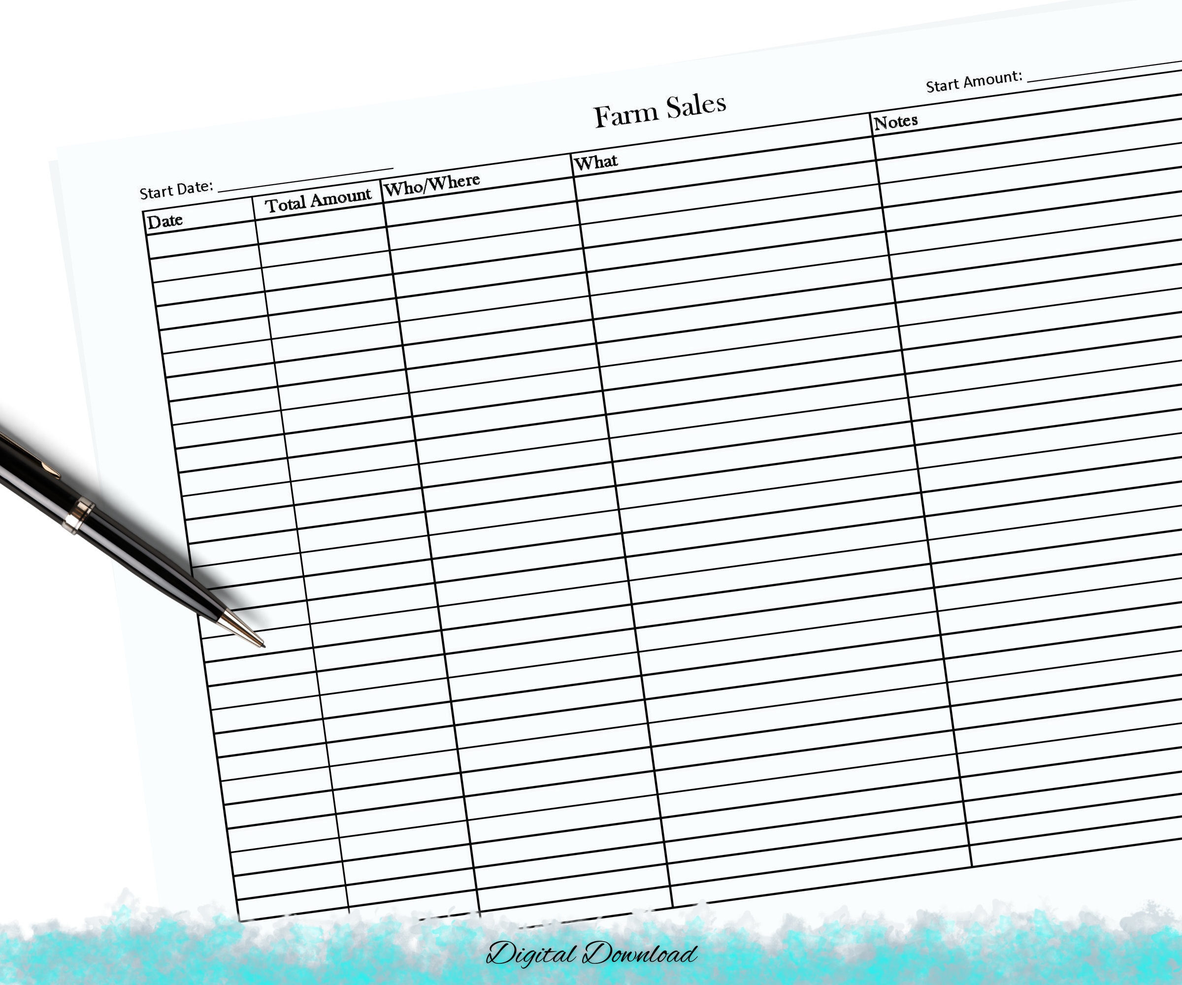 Farm Sales Tracker, Farming Purchases Chart - Etsy