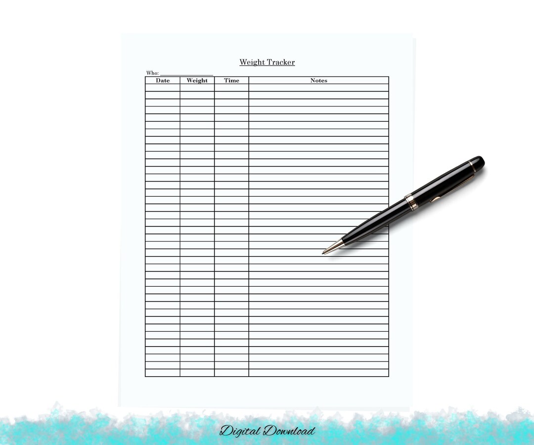 Weight Tracker, Weight Tracking Chart, Weight Record - Etsy