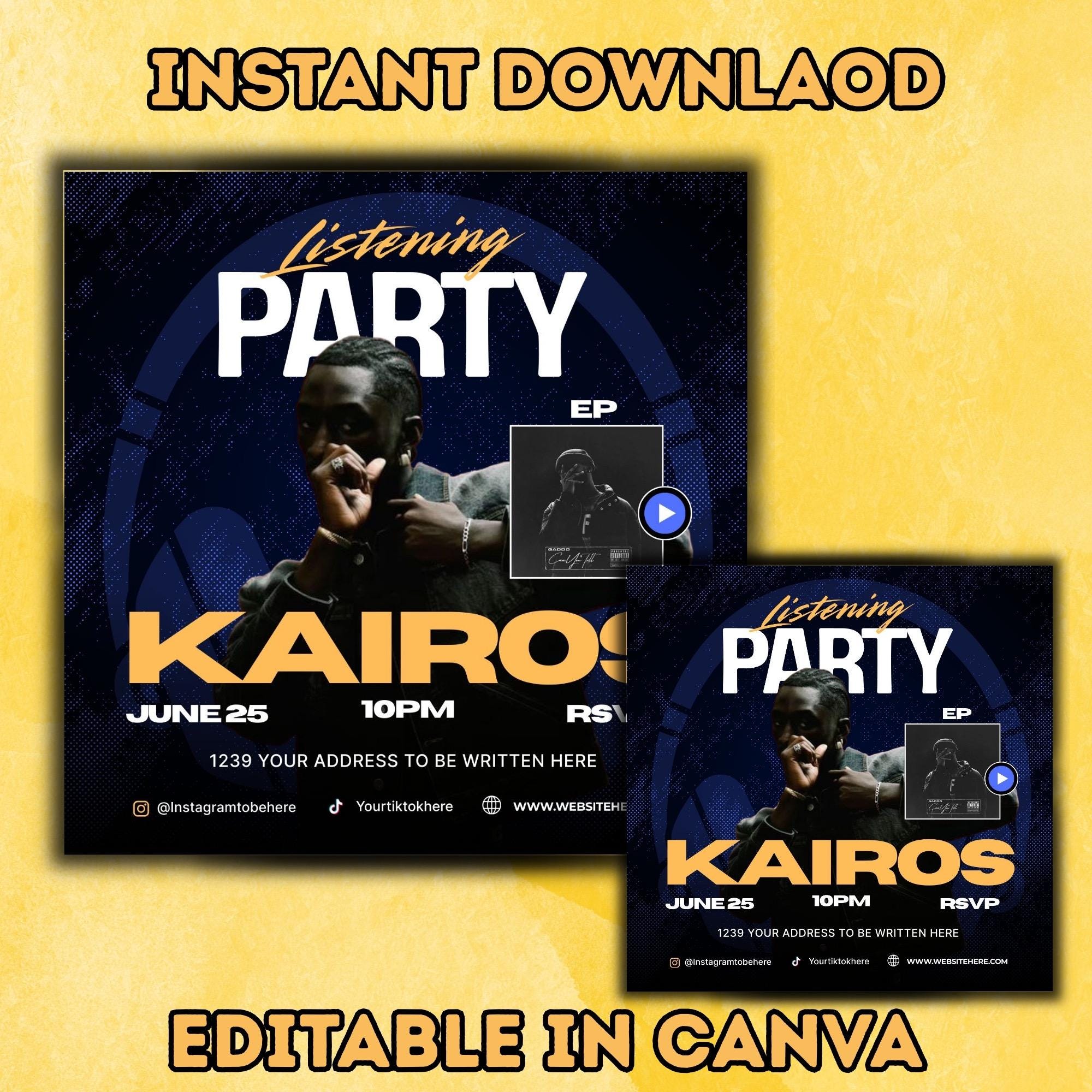 Editable Listening Party Flyer Template Canva | Music Release Invite ...