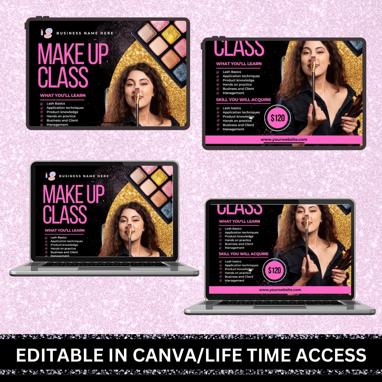 Editable Makeup Class Flyer | Beauty Workshop Event Template | Canva ...