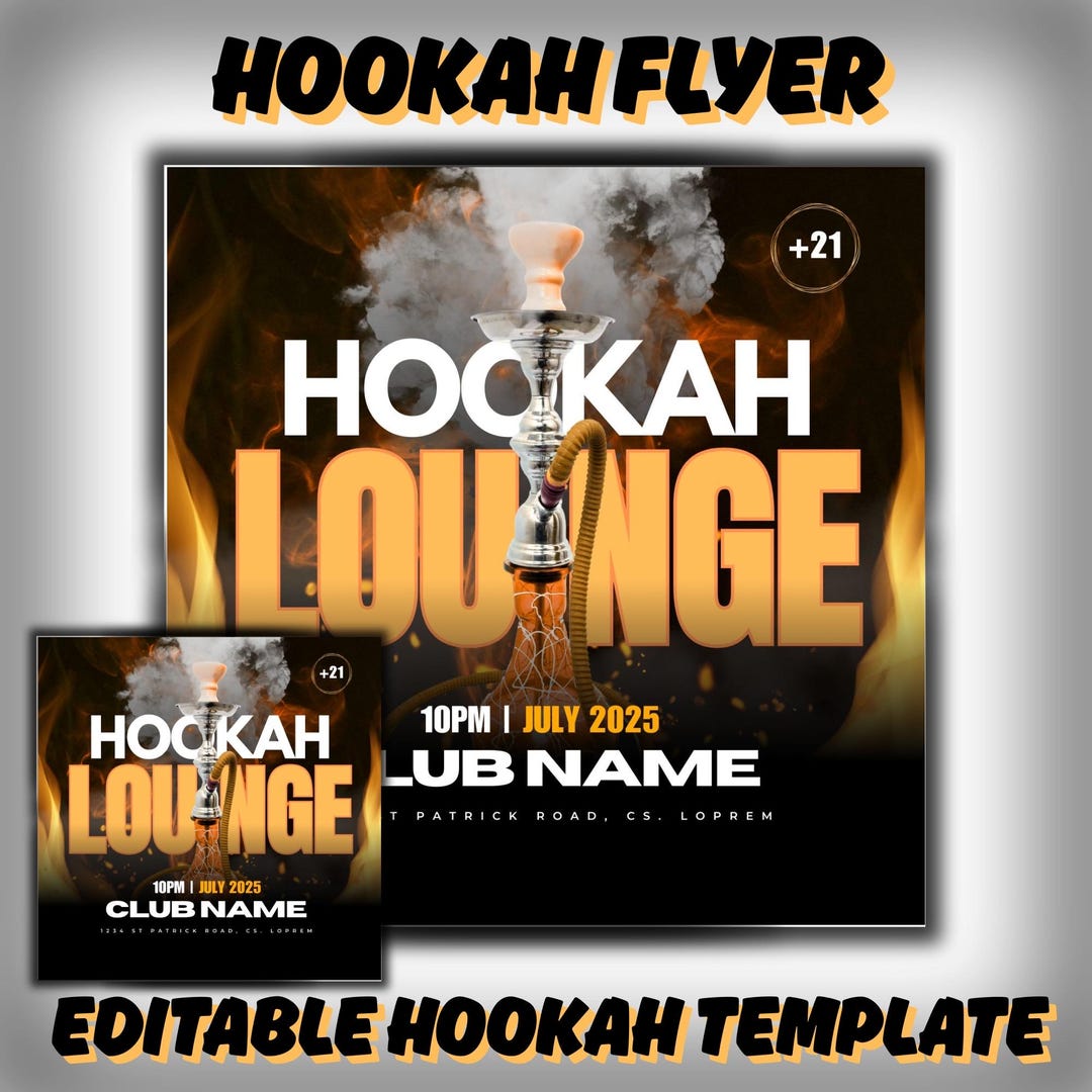 Editable Hookah Lounge Flyer – Customize in Canva - Etsy