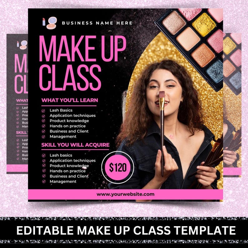 Editable Makeup Class Flyer | Beauty Workshop Event Template | Canva ...