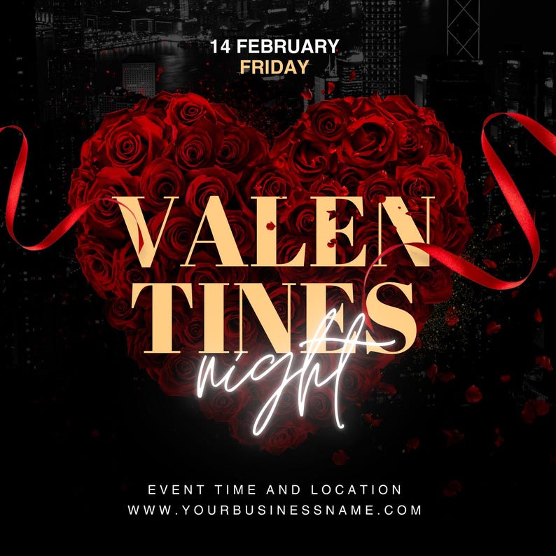 Club Valentine's Day Flyer | Editable Valentine's Party Flyer Template | Valentine's Event ...