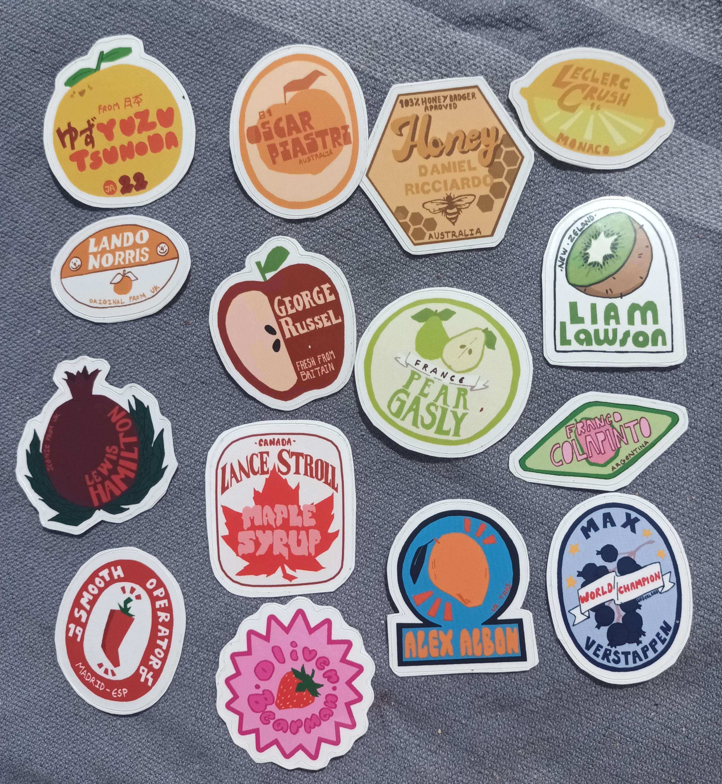 Formula 1 Drivers Fruit Stickers - Etsy
