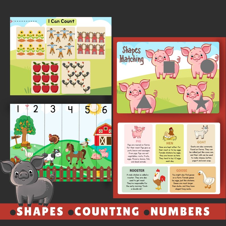 Farm Animals Busy Book, Toddler Learning Activities (42 Page PDF ...