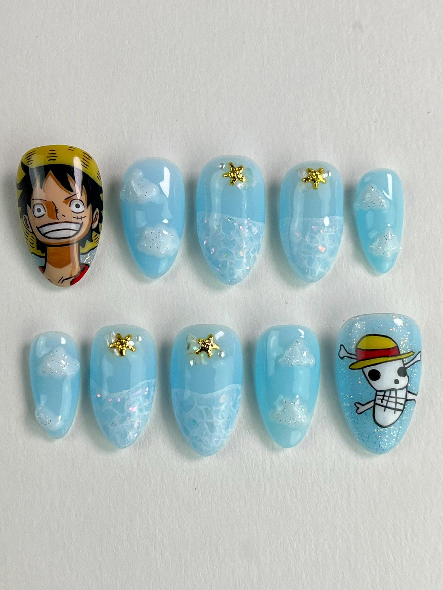 Dreamy Luffy Press-on Nails | One Piece Inspired Press-on Nails | Anime ...