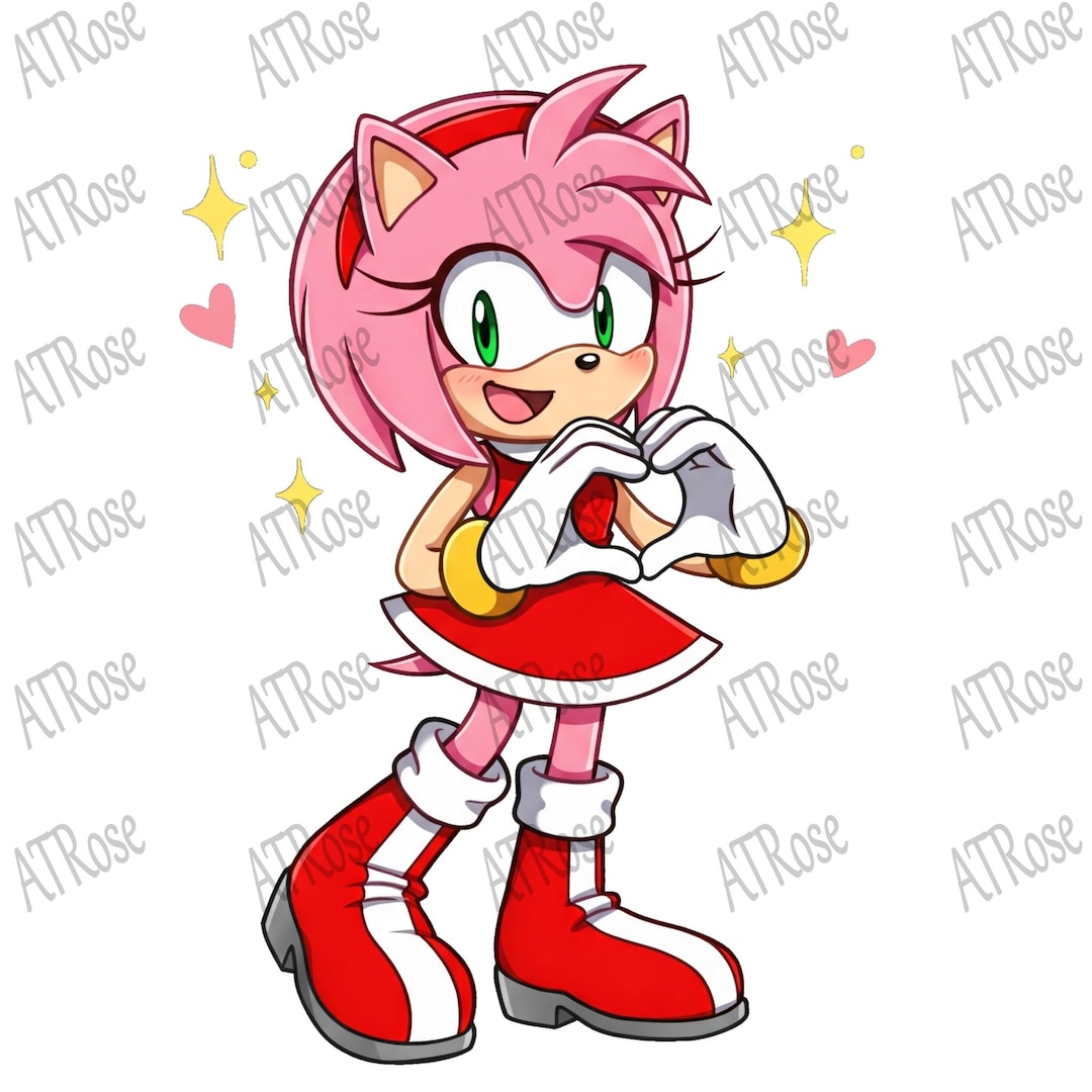 PNG - Amy Rose Heart Hands Pose - Sonic Character Clipart - Cute Love ...