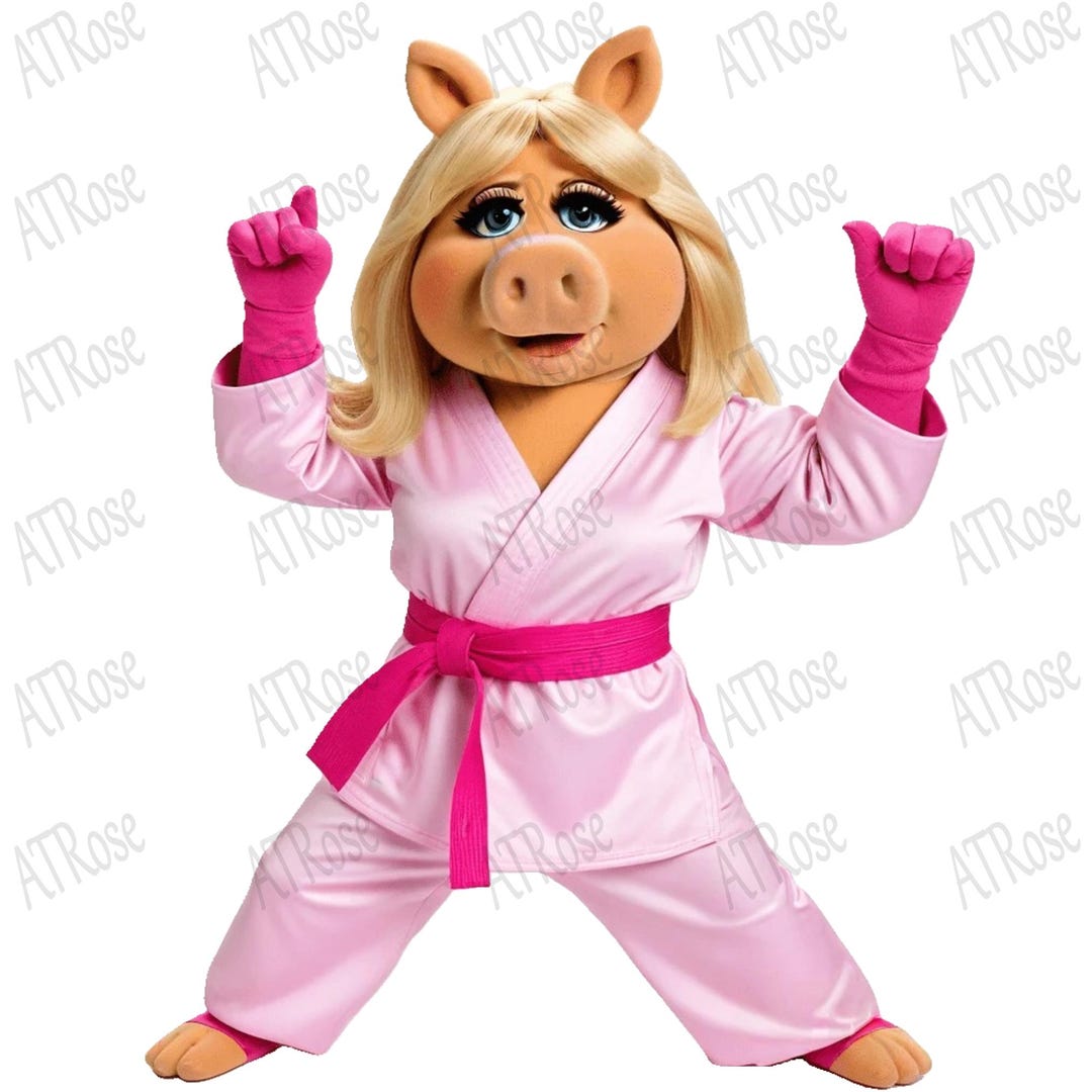 PNG - Miss Piggy in Pink Karate Outfit – Karate Chop Clipart - Digital ...