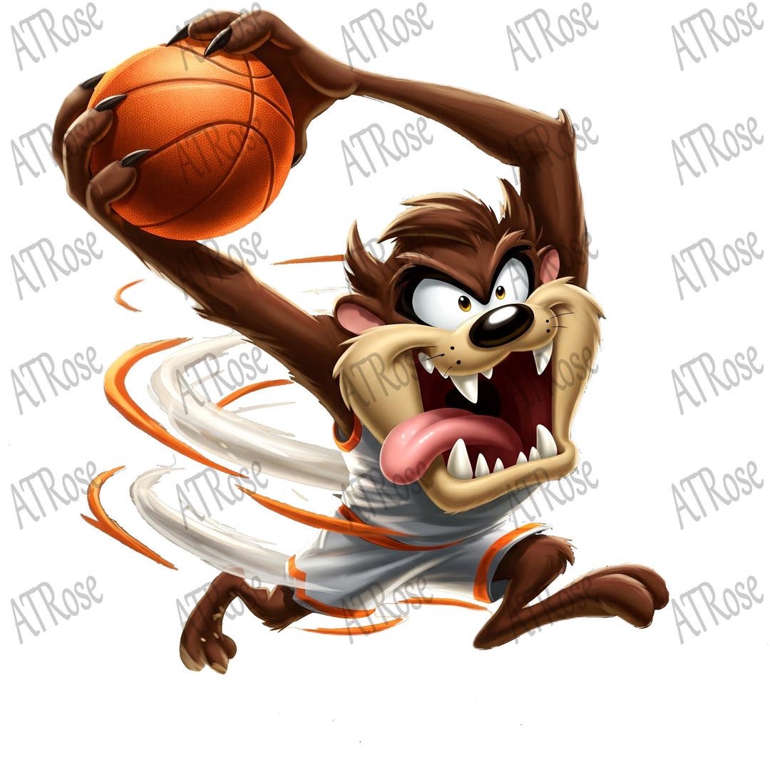 PNG - Taz Looney Tunes Basketball Player - Slam Dunk Clipart - Digital ...