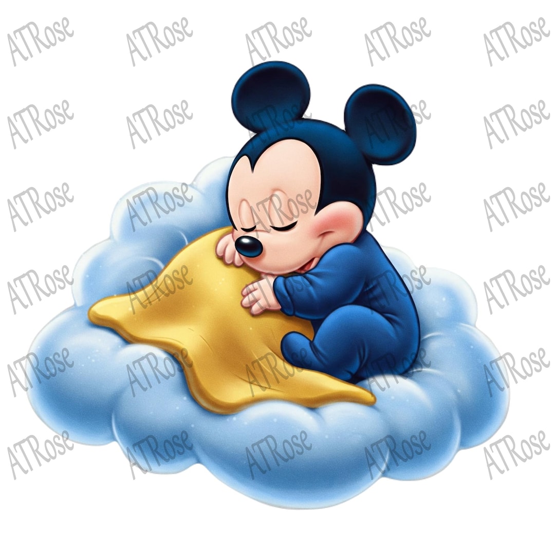 PNG - Baby Mickey Sleeping on Cloud With Blanket - Cute Disney Boy ...