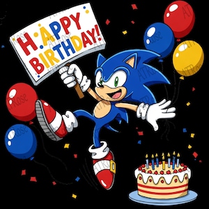 PNG - Sonic Happy Birthday Celebration - Cute Video Game Character ...