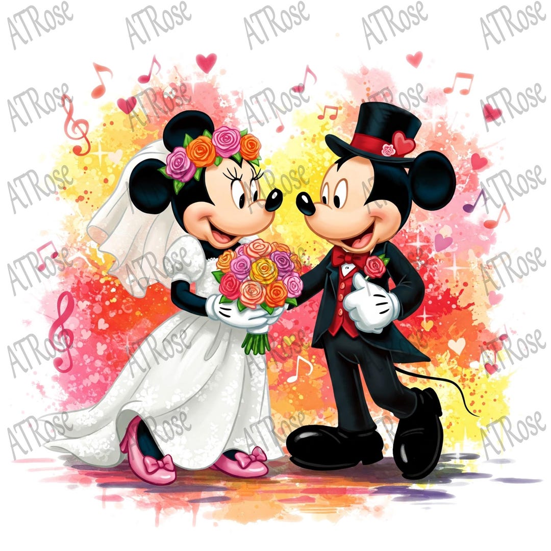 PNG - Mickey and Minnie Wedding Clipart - Romantic Bride and Groom ...