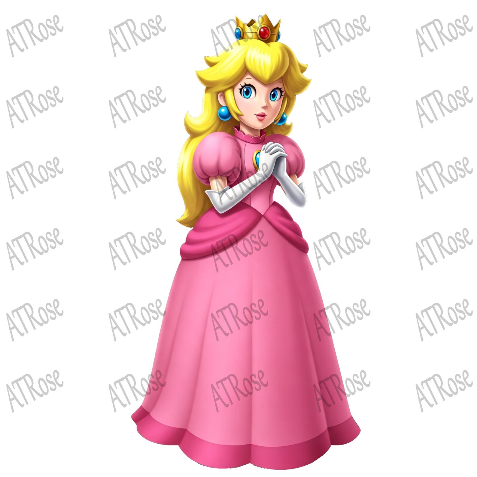 PNG - Princess Peach Standing Pose - Cute Super Mario Clipart - Digital ...