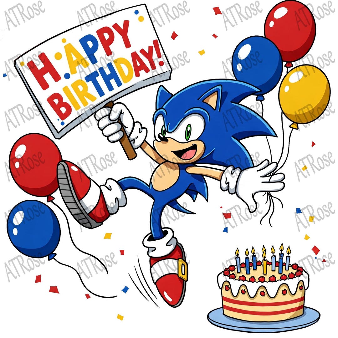 PNG - Sonic Happy Birthday Celebration - Cute Video Game Character ...