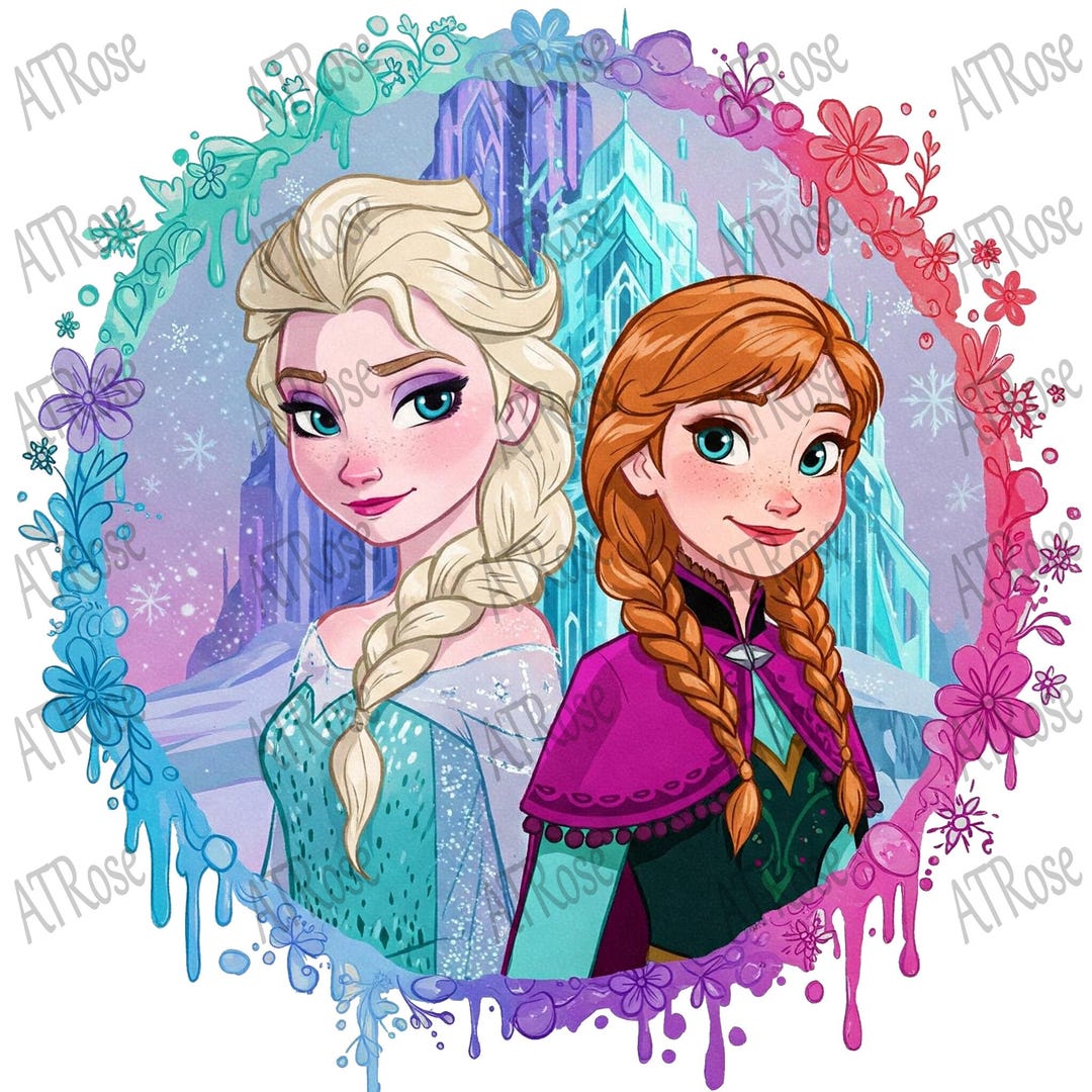PNG - Frozen Sisters - Elsa and Anna Clipart With Ice Castle - Drip ...